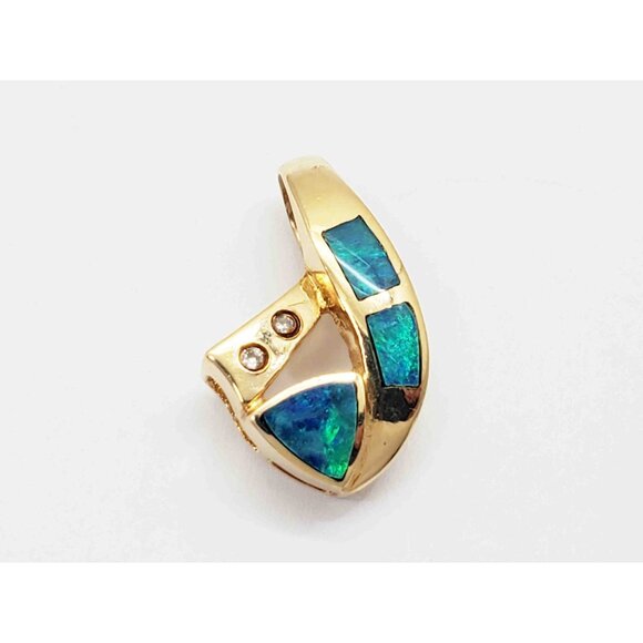 Jewelry | Natural Black Opal Inlay Diamond Accent Slide Pendant 14k ...
